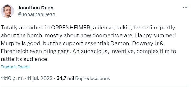 'Oppenheimer' está dejando a la gente sin palabras al salir del cine: "un logro espectacular ...